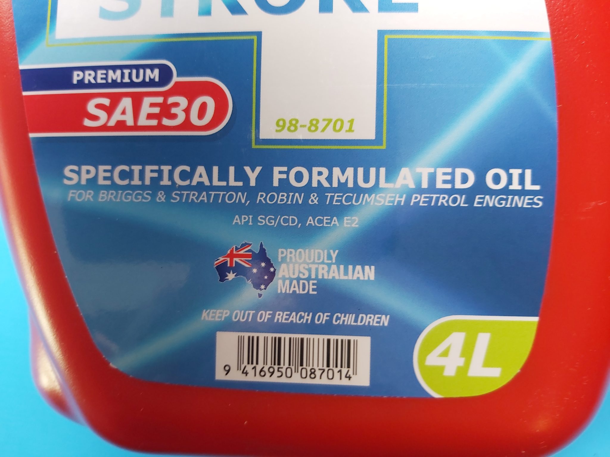 4 Litre SAE30 Engine OIL *Semi-Synthetic* BRIGGS, TECUMSEH, ROBIN ...